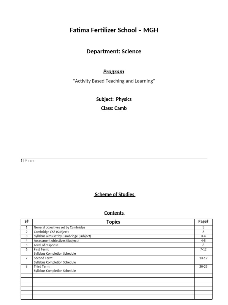 GCE, SSC - Template of Scheme of Studies of C1, C2 and C3 | PDF | Sound ...