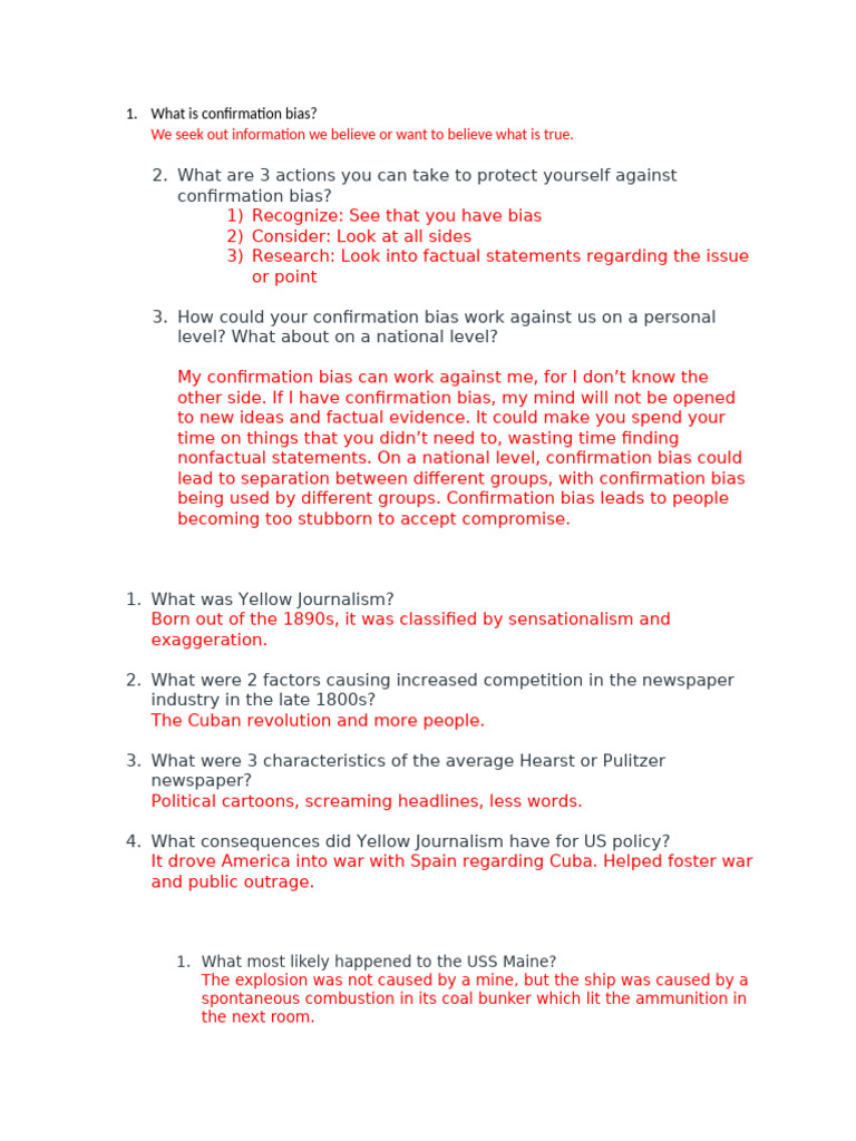 Yellow Journalism Questions | PDF