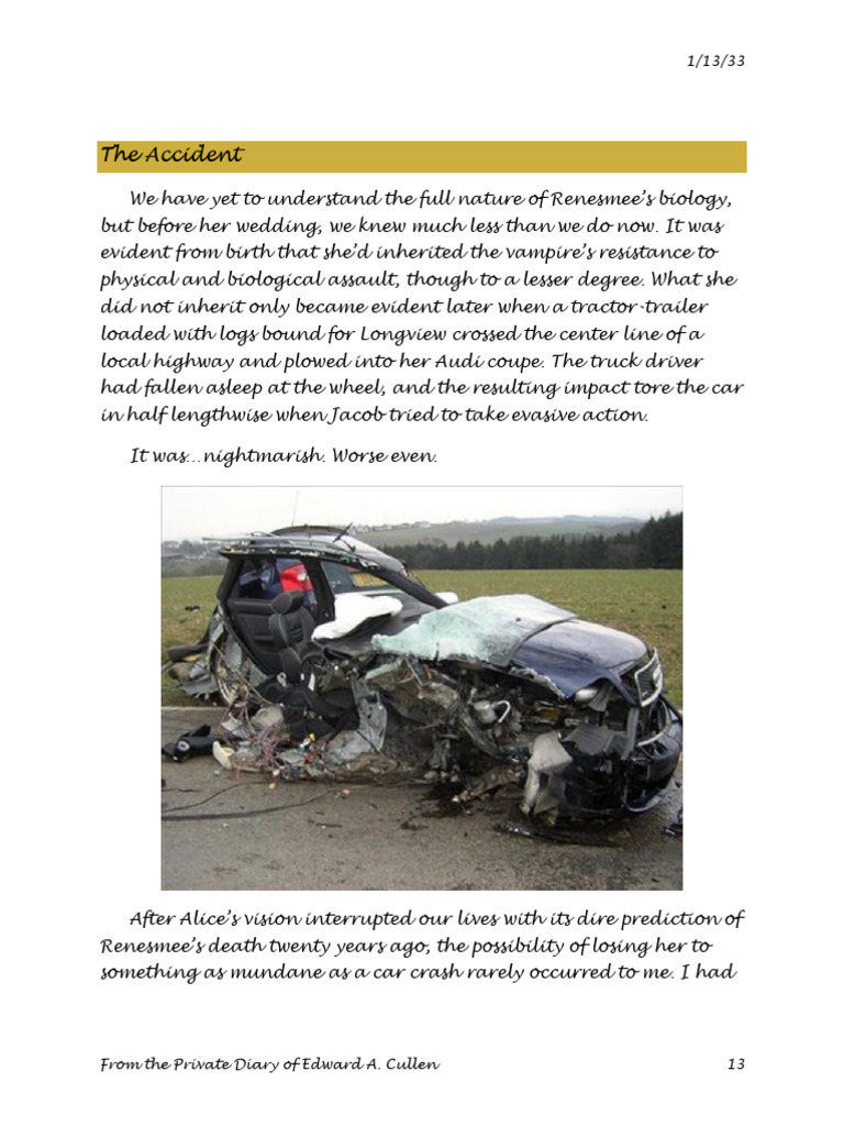 Renesmee's Near-Fatal Car Accident | PDF