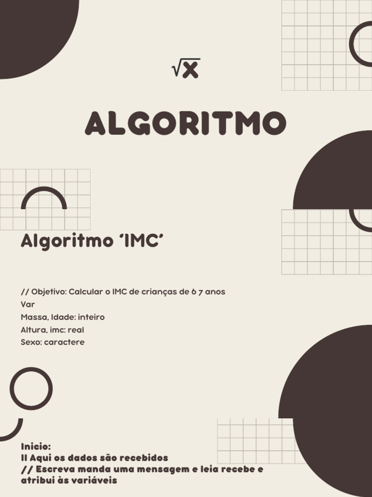 Algoritmo Trabalho Alfa | PDF | Índice de massa corporal | Matemática