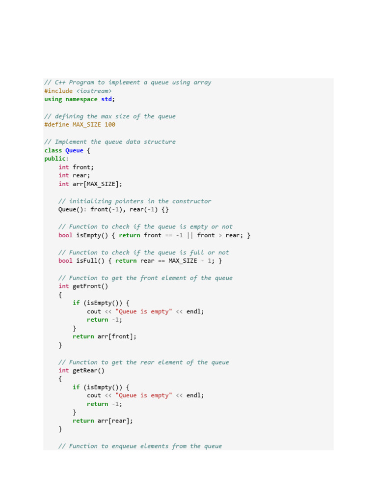 Lab Manual Queue | PDF | Queue (Abstract Data Type) | Programming Paradigms Lab Manual Queue | PDF | Queue (Abstract Data Type) | Programming Paradigms