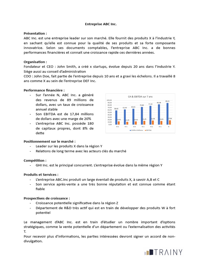 Teaser pour ABC Inc. : Leader Innovant | PDF | Économie d'entreprise ...