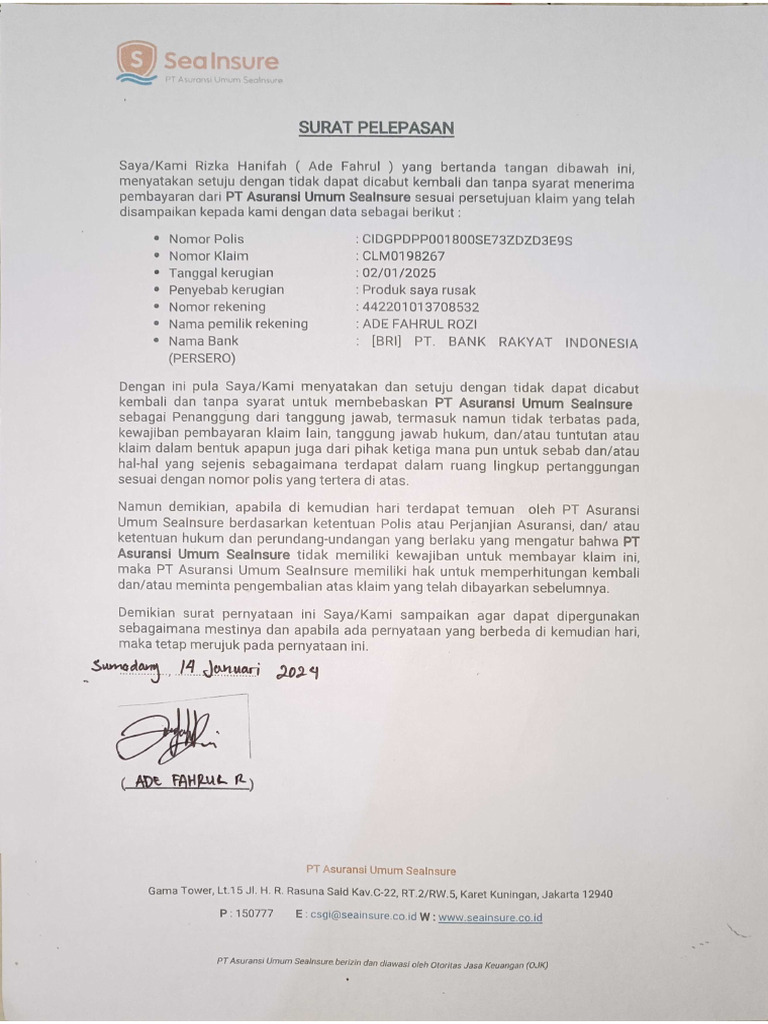 Surat Pelepasan | PDF