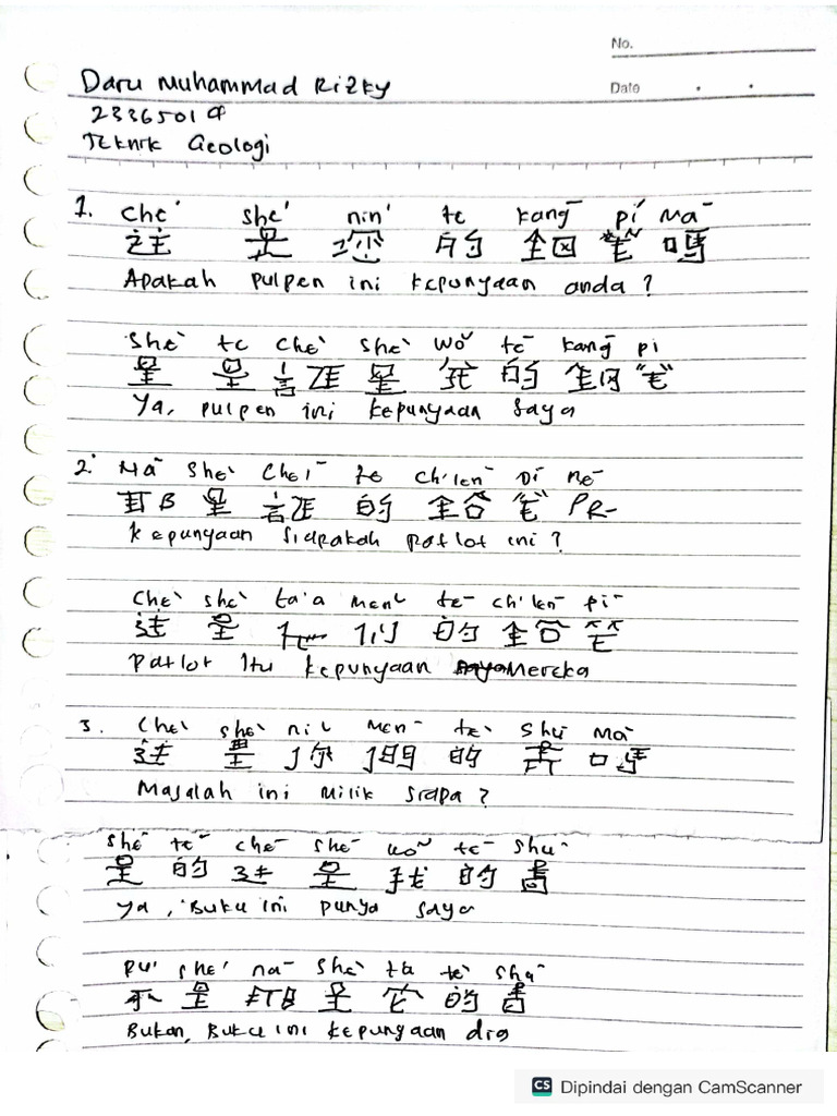 Tugas 2 Bahasa Mandarin | PDF