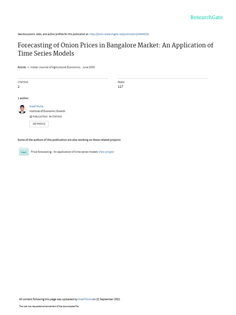 Bangaloreonionmarket Timeseriesanalysis | PDF | Forecasting ...
