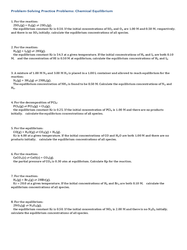 Equilibrium_Problem_Solving_Formative Assessment | PDF