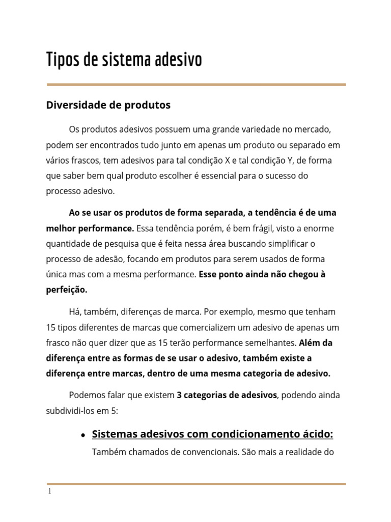 Aula 13 Tipos de Adesivos | PDF | Esmalte dentário | Dentina