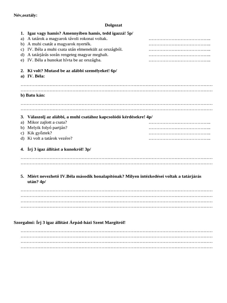 Tatárjárás_dolgozat | PDF