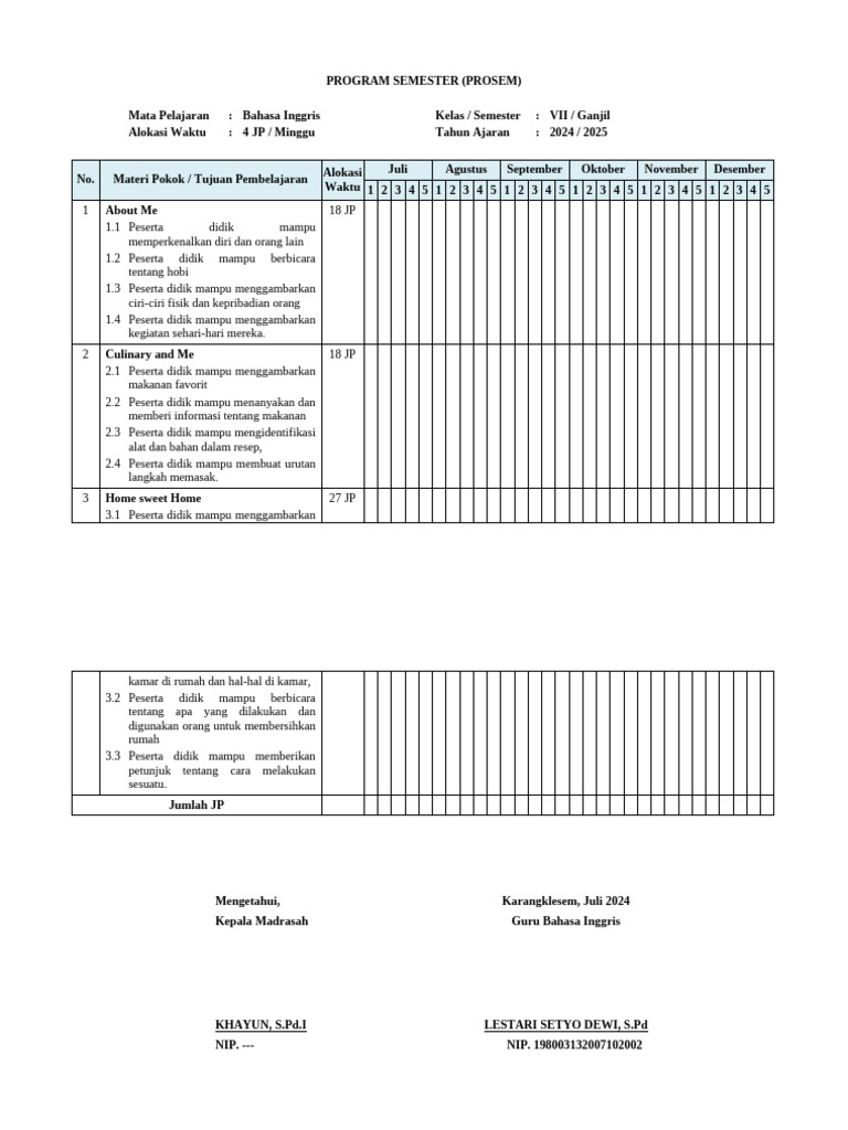 Prosem Fase D7 - Bahasa Inggris - FIX PRINT | PDF