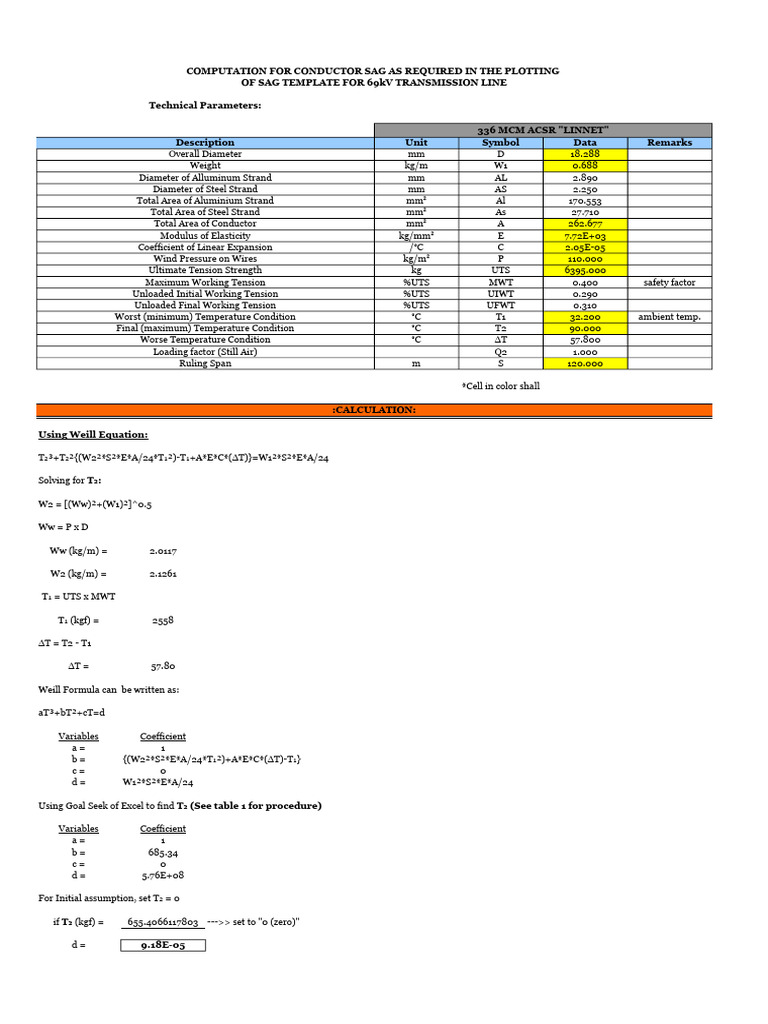 Sample Sag Calculation - 1 | PDF | Building Engineering | Mechanical ...
