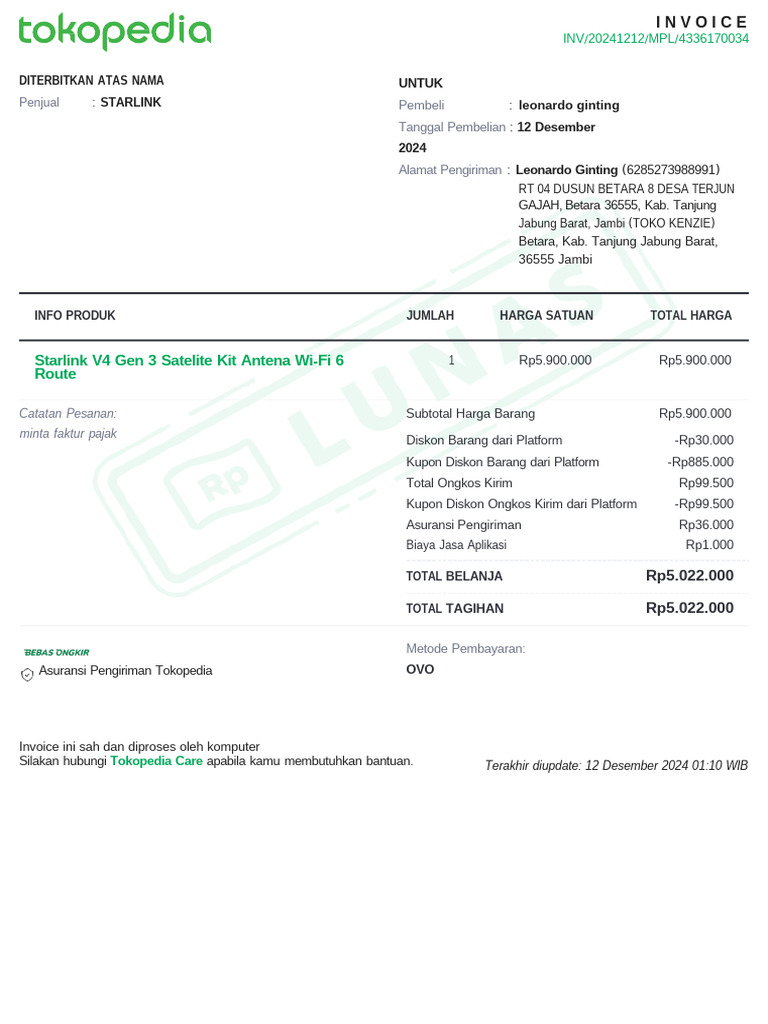 Invoice Starlink | PDF