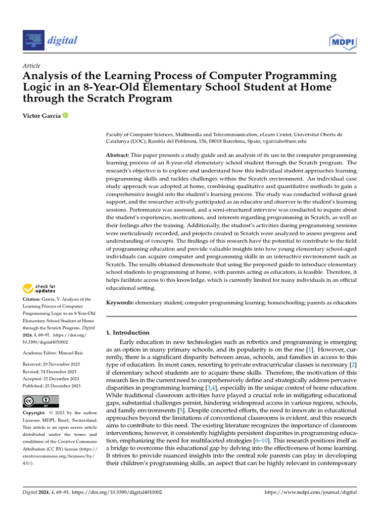 Digital 04 00002 v2 | PDF | Methodology | Learning