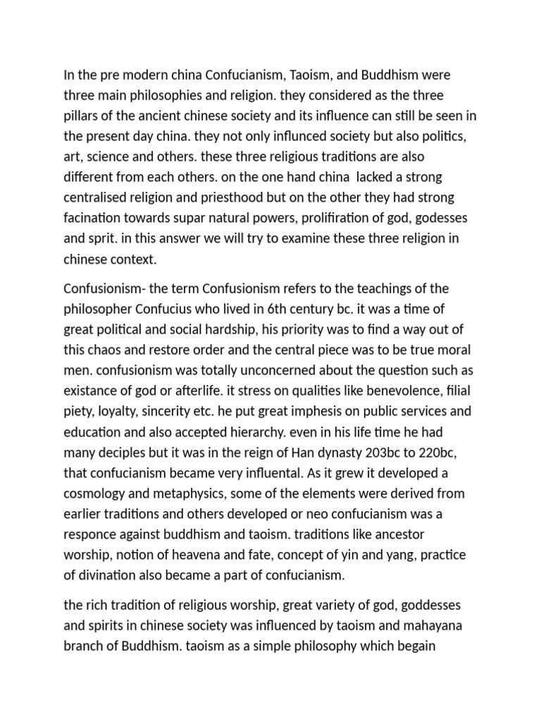 Chinese Pre Modern Religion | PDF | Confucianism | Religious Belief And ...