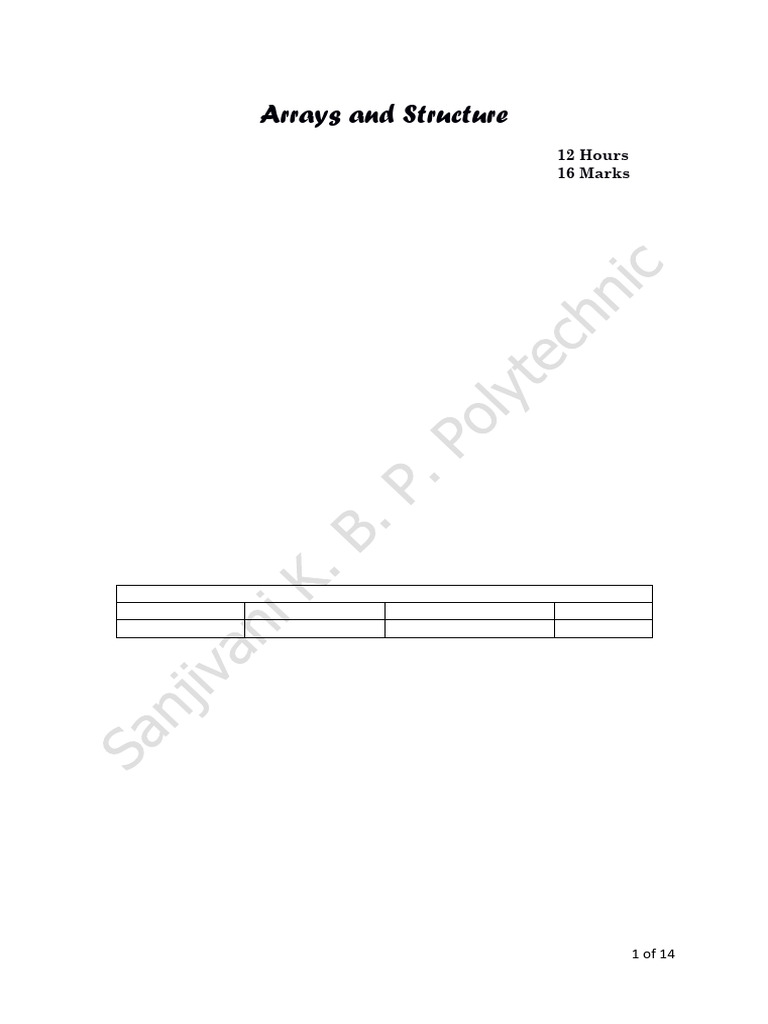 Unit III Arrays and Structure 1 | PDF | Integer (Computer Science) | Data Type