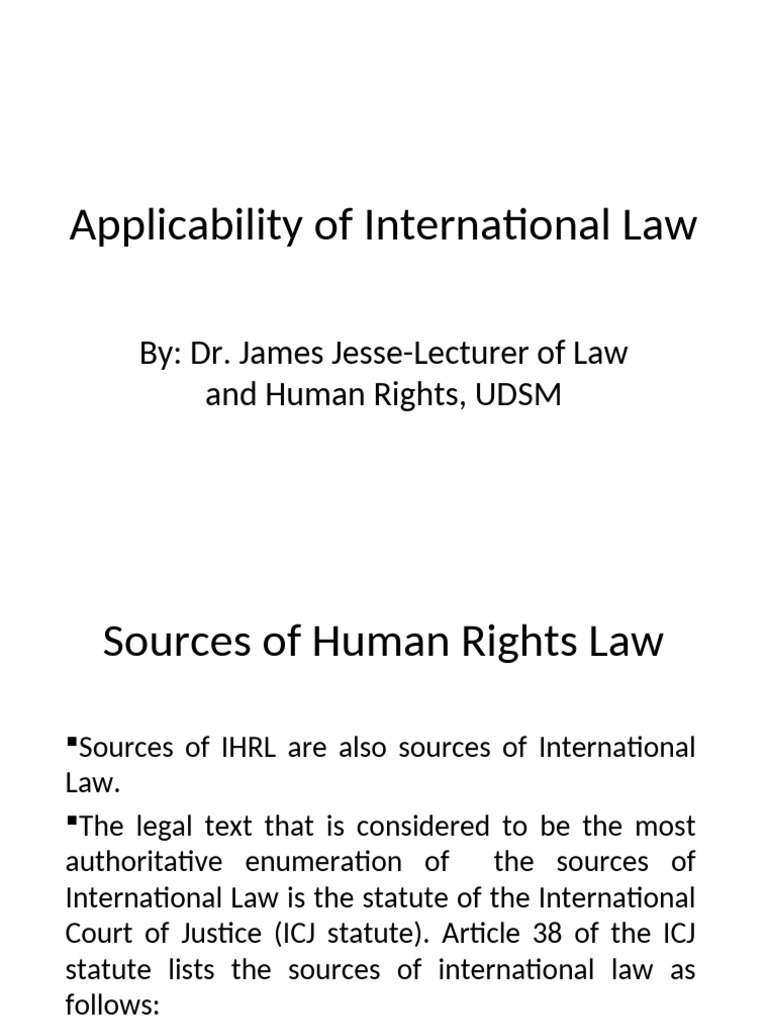 1st Lecture On Sources of Human Rights Law and Application of IHRL ...