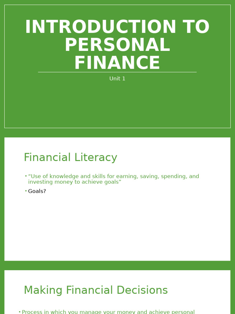 Unit 1 & 2 Introduction to Personal Finance | PDF | Cost Of Living | Résumé