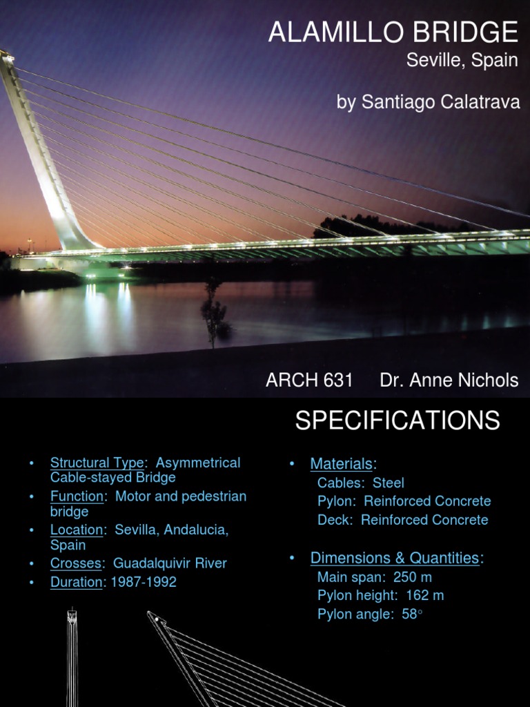 Alamillo Bridge, Seville, Spain - Santiago Calatrava | PDF | Bridge ...