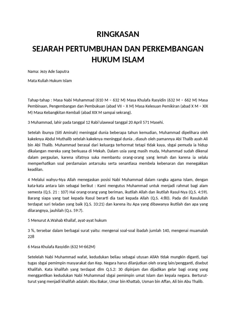 Ringkasan Hukum Islam | PDF