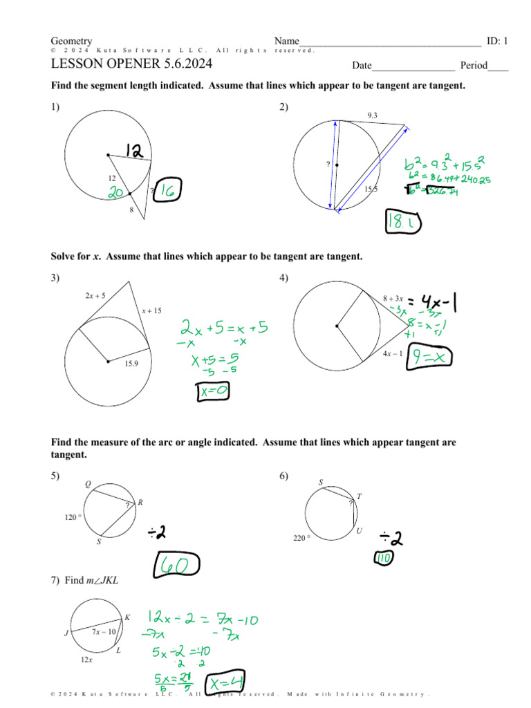LESSON OPENER 5.6.2024 - Edited | PDF | Trigonometry | Geometric ...