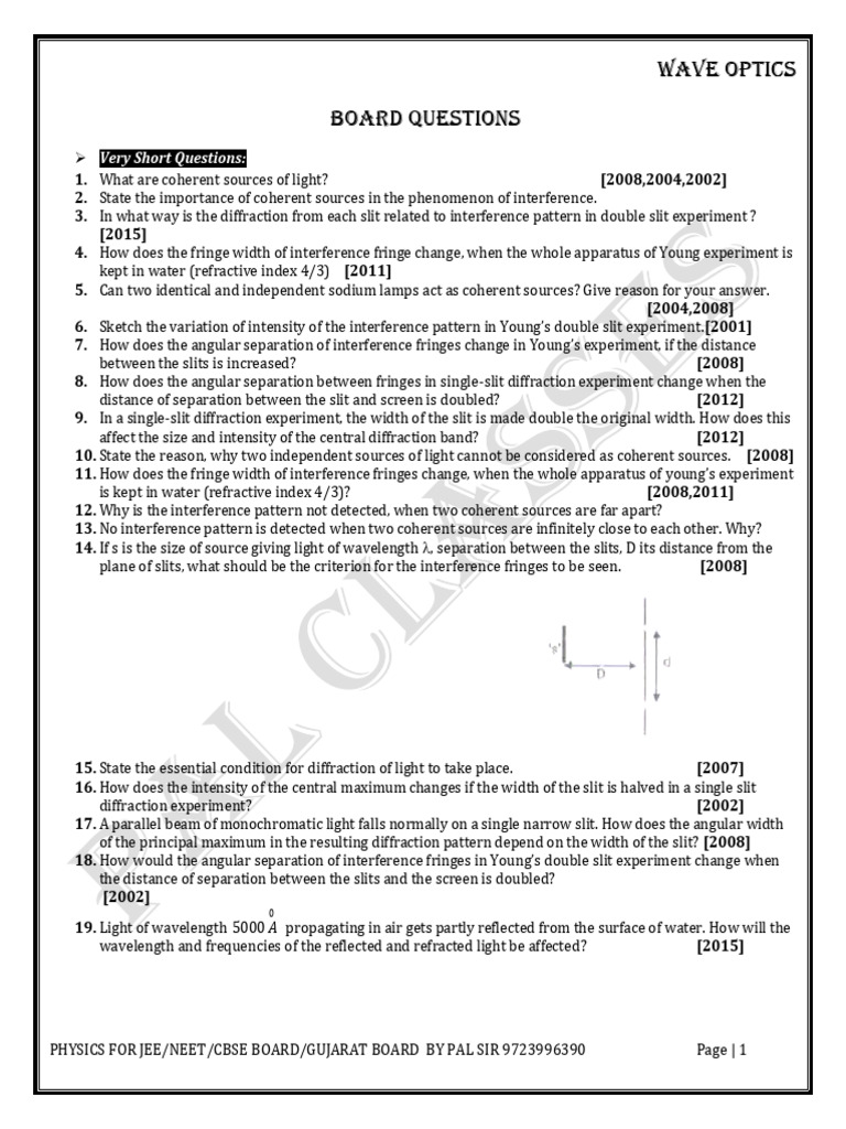 10. WaveOptics by pal sir | PDF | Diffraction | Wavelength