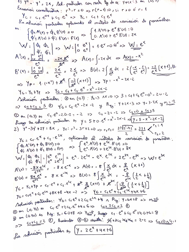 EDO 2do Orden - Ejercicios | PDF