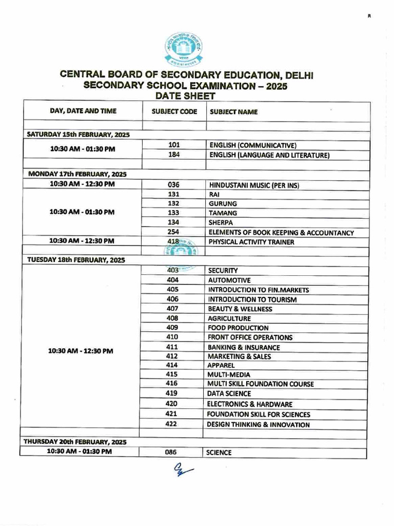 CBSE 2026 Secondary Exam Date Sheet | PDF | Languages Of India | South Asia