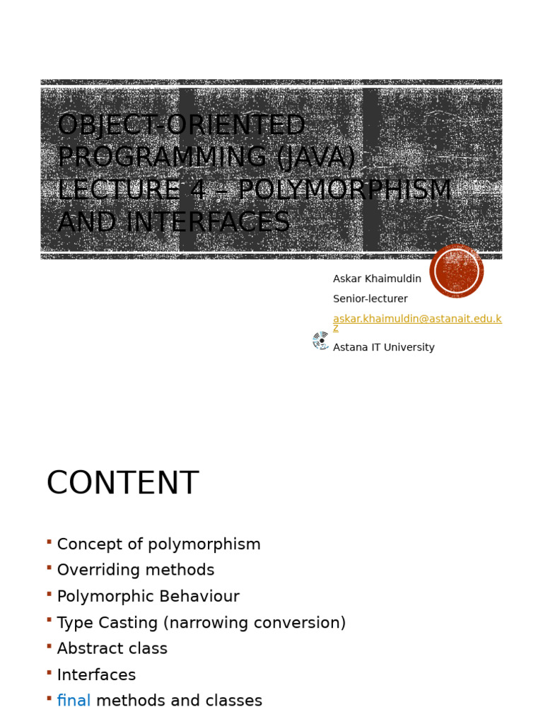 Lecture 4 - Polymorphism 3 | PDF | Class (Computer Programming ...