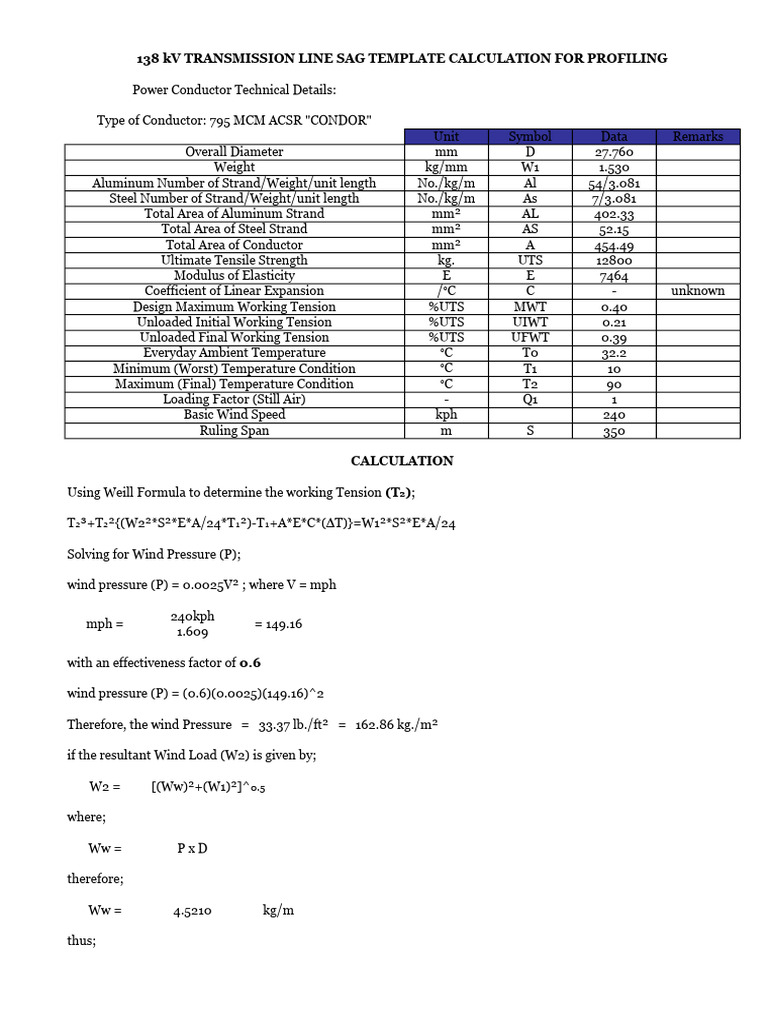 Sample Sag Calculation - 15 | PDF | Materials | Mechanics
