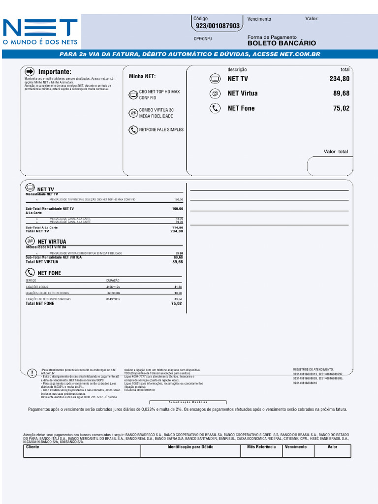 fatura | PDF | Serviços financeiros | Finanças pessoais