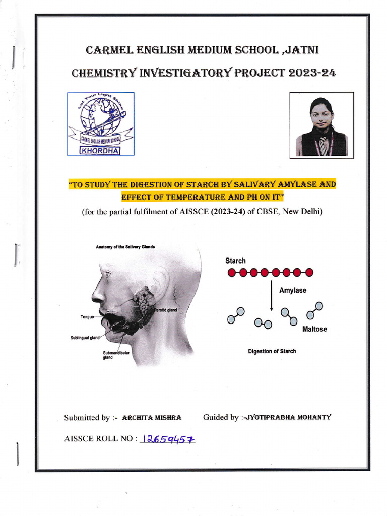 Starch by Salivary Amylase-Class-12-Chemistry | PDF | Carbohydrates ...