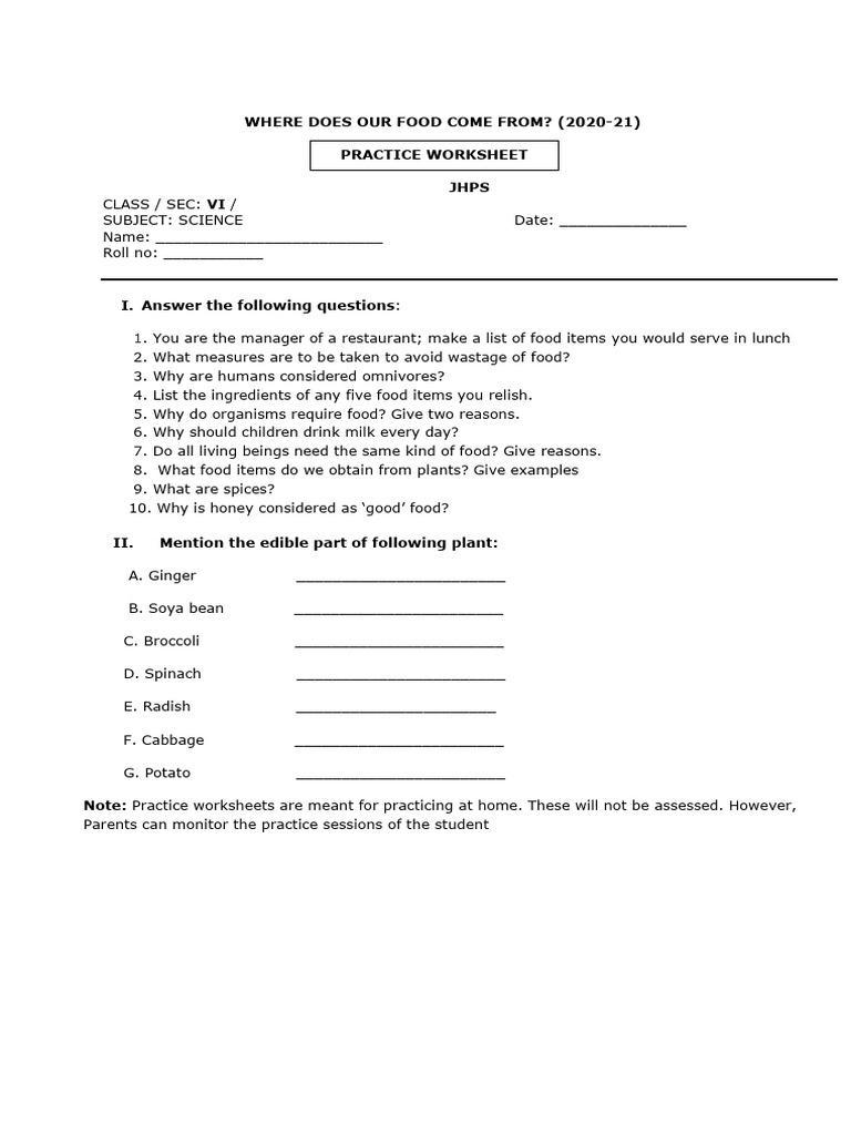 Science PWS Food | PDF