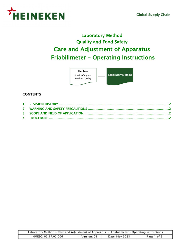 02.17.02.006 Care and Adjustment of Apparatus - Friabilimeter | PDF