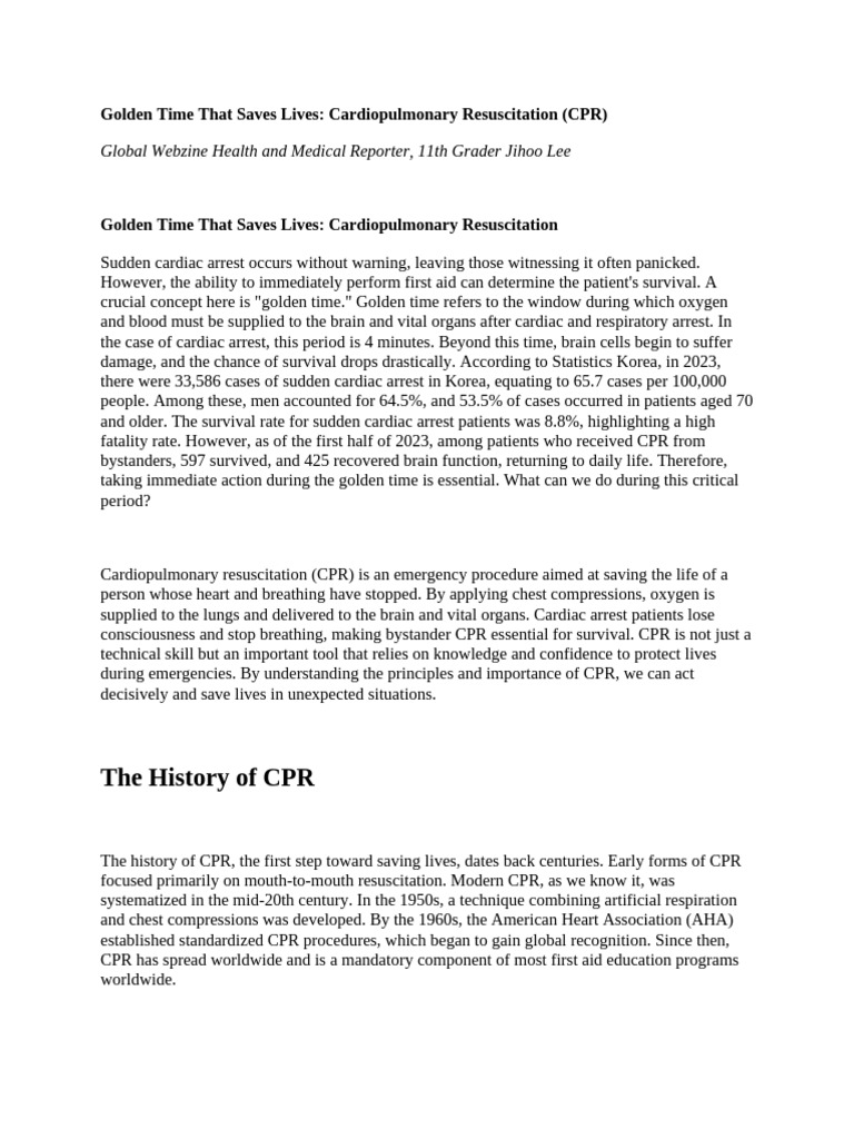 Golden Time That Saves Lives | PDF | Cardiopulmonary Resuscitation ...