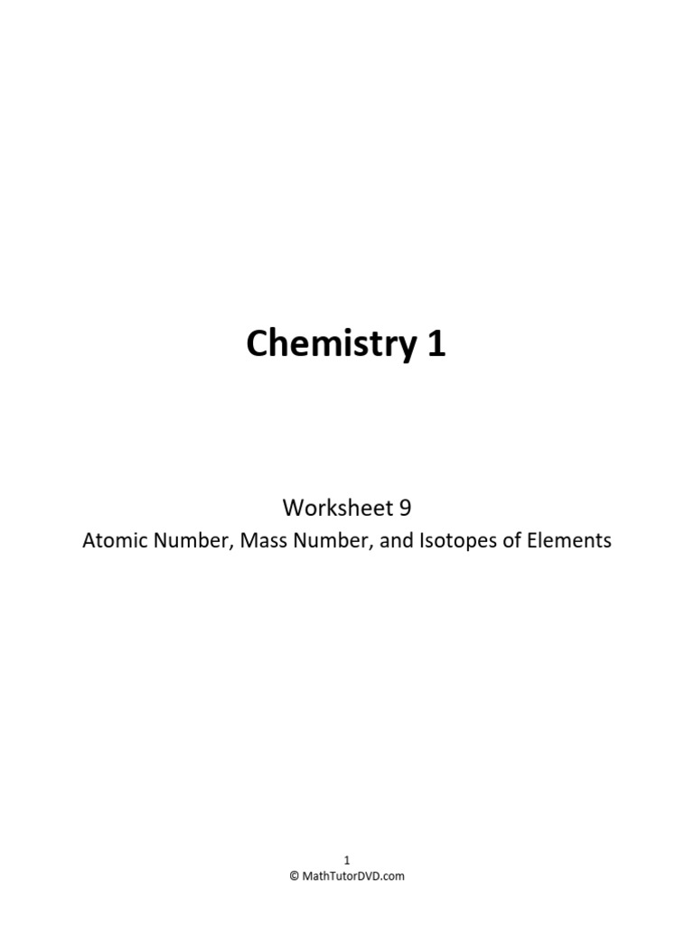 Atomic Numbers And Isotopes Worksheet Pdf Chemical Elements Proton