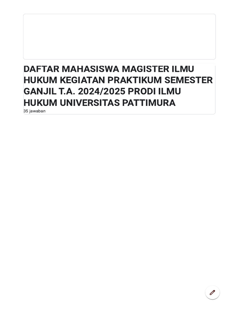 Daftar Mahasiswa Magister Ilmu Hukum Kegiatan Praktikum Semester Ganjil T.A. 2024 - 2025 Prodi ...