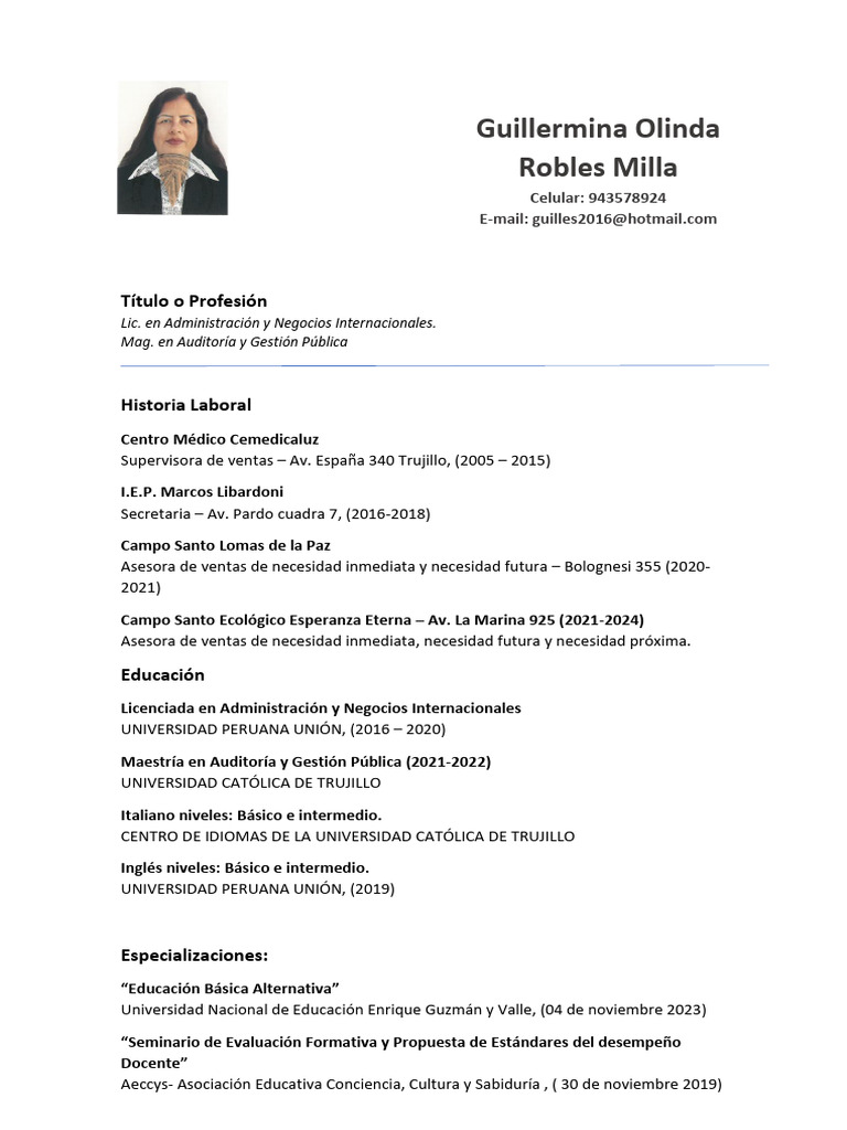 Curriculum 2024 - Robles Milla 02 | PDF | Perú | Plan de estudios