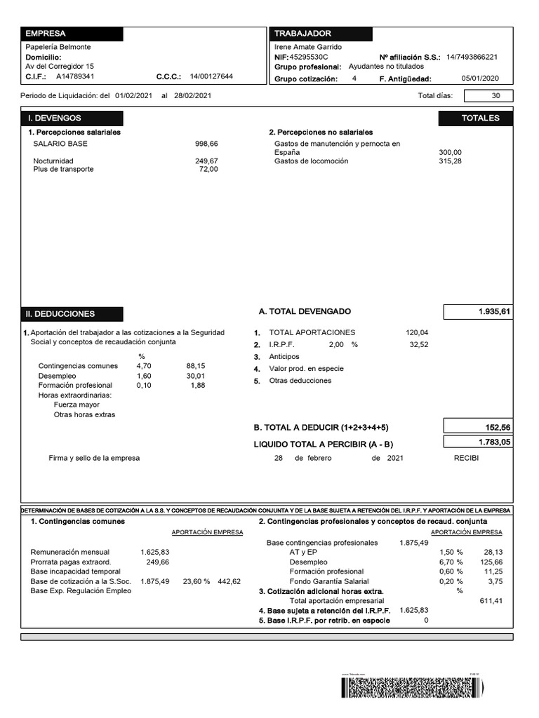 Nómina 2 | PDF | Salario | Sueldos y salarios