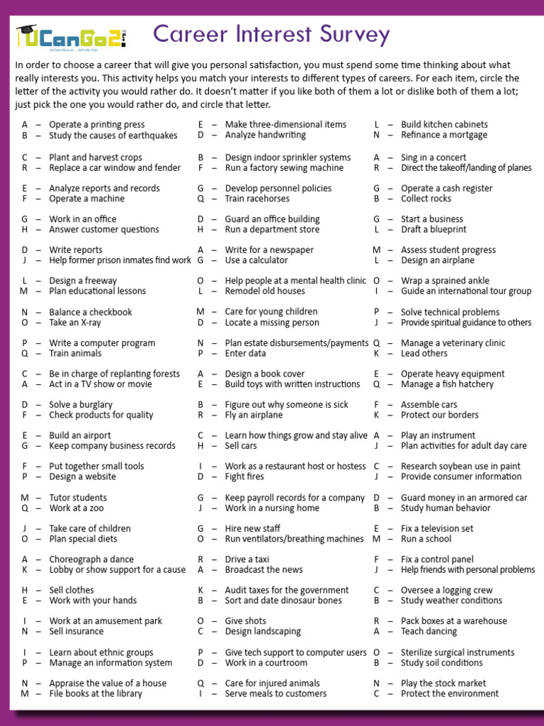 Career Interest Survey | PDF | Engineering