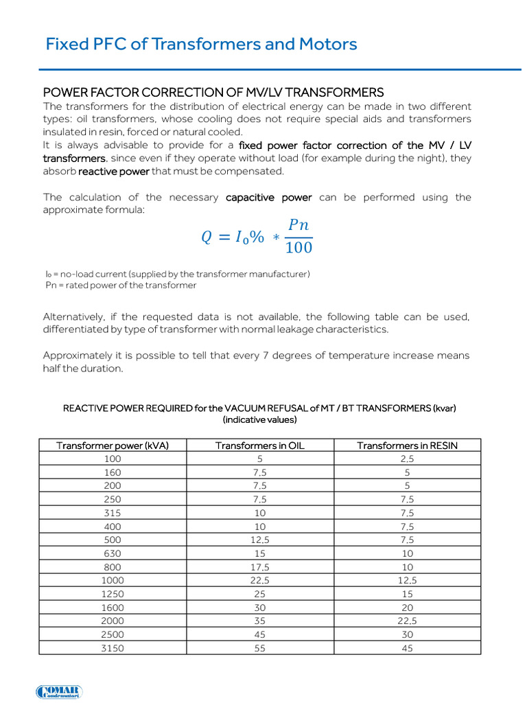 Fixed PFC of Transformers and Motors | PDF | Transformer | Ac Power
