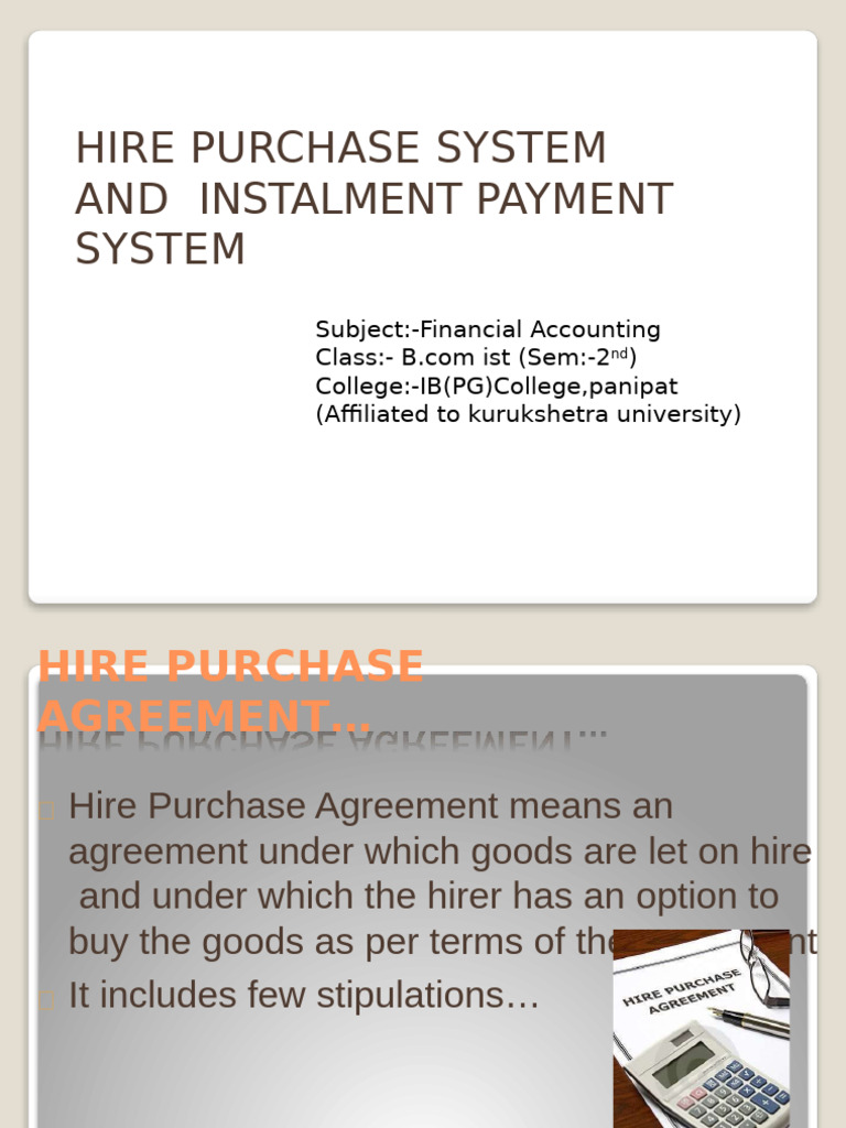 II Hire Purchase and Instalment Payment System | PDF