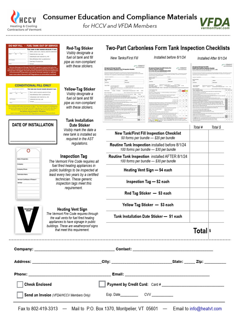 Vermont Tank Inspection Checklist | PDF