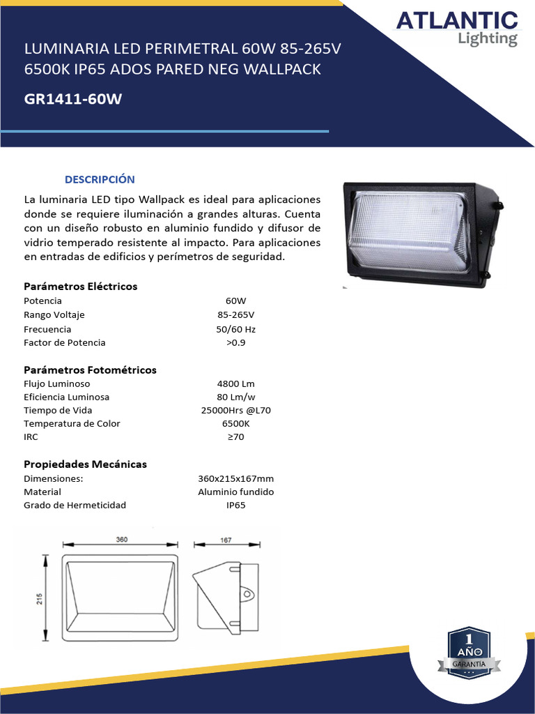FICHA TECNICA - LUMINARIA EXTERIOR DE PARED PJ -8 | PDF