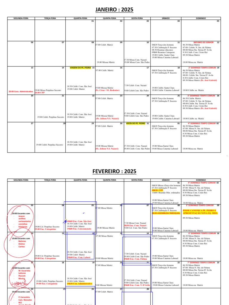 Calendario 2025 - Copie-1 | PDF | Adoração e liturgia cristã