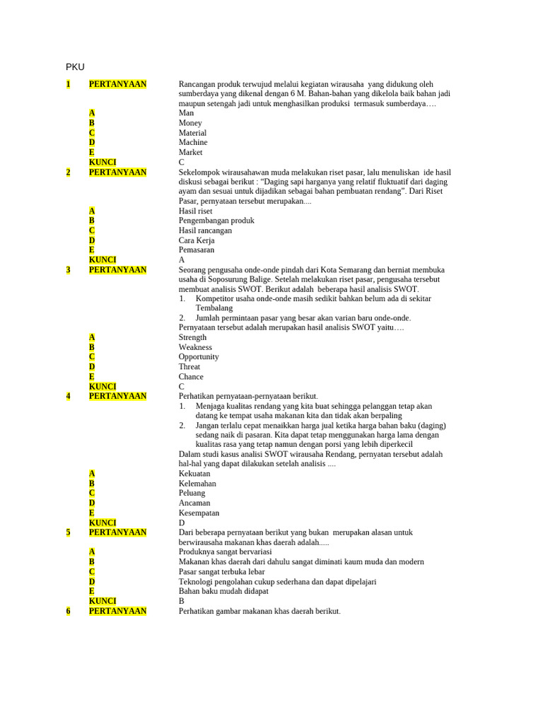 Template SOAL PAS PKWU XII GANJIL 2023 | PDF