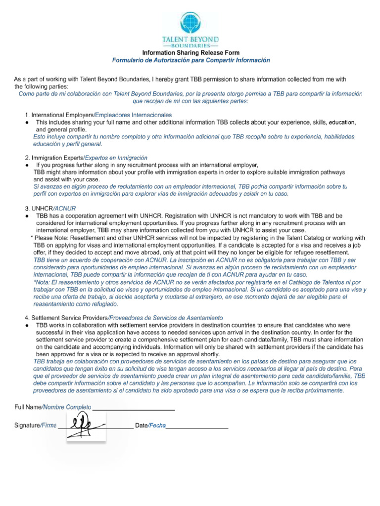 TBB Information Sharing Release | PDF