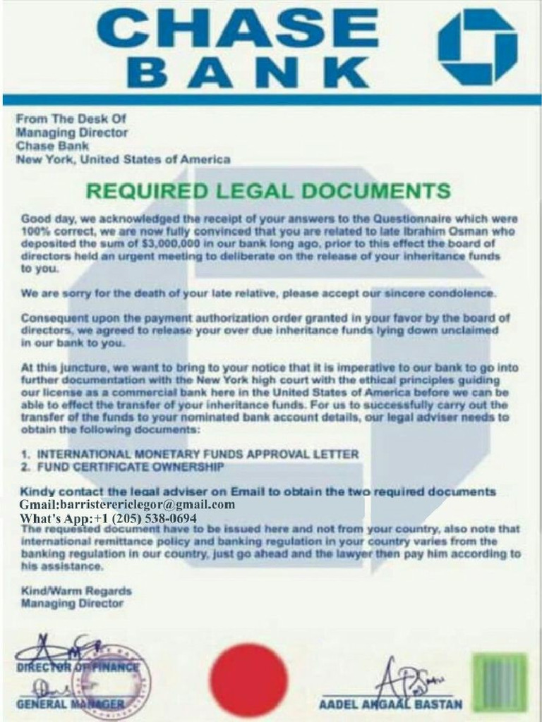 Chase Bank Legal Documents | PDF
