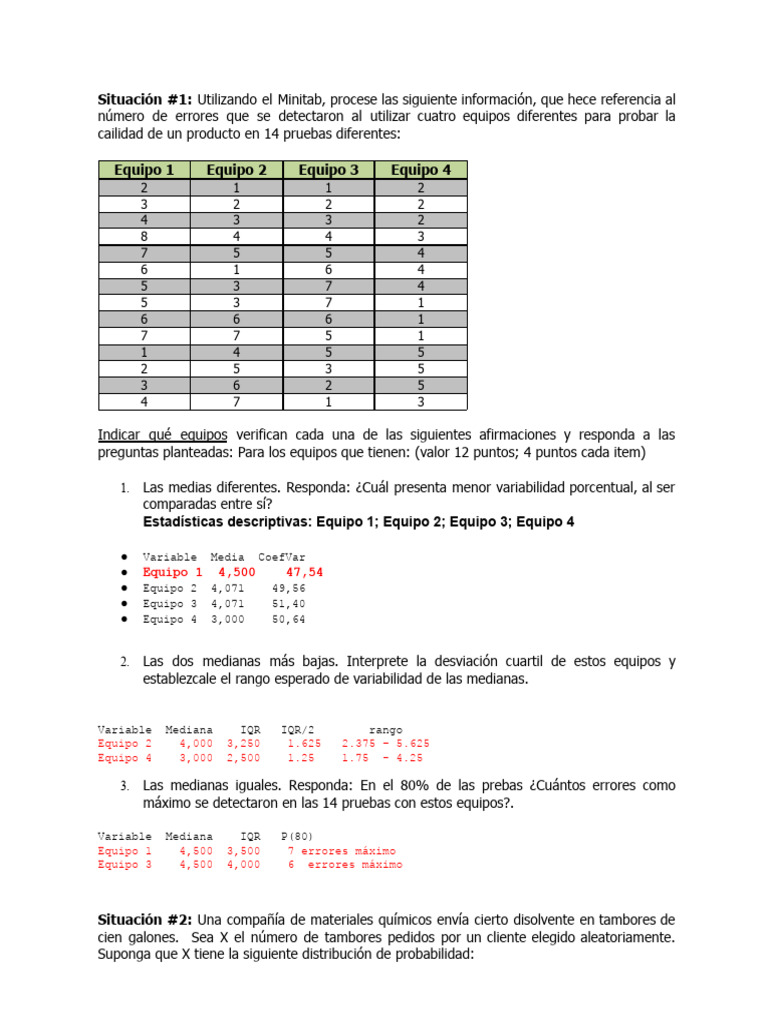 Estadistica Minitab Practica 2 Primer Parcial | PDF | Análisis | Matemáticas Aplicadas