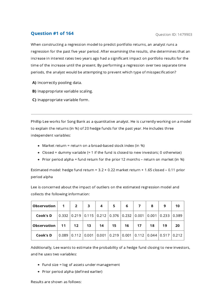 Reading 1 Multiple Regression | PDF | Errors And Residuals | Regression Analysis