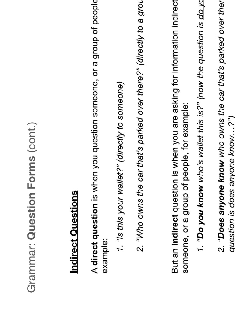 Indirect Questions Review 1 | PDF