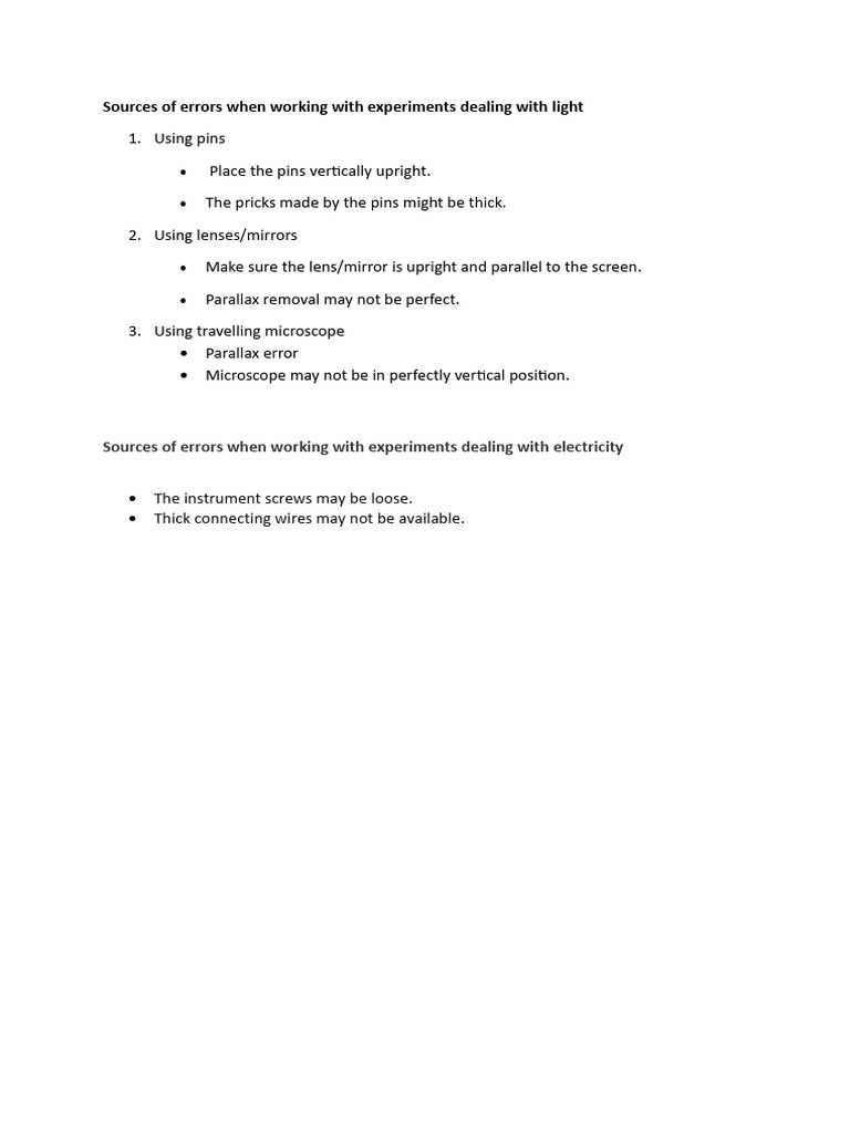Sources of Errors PDF | PDF